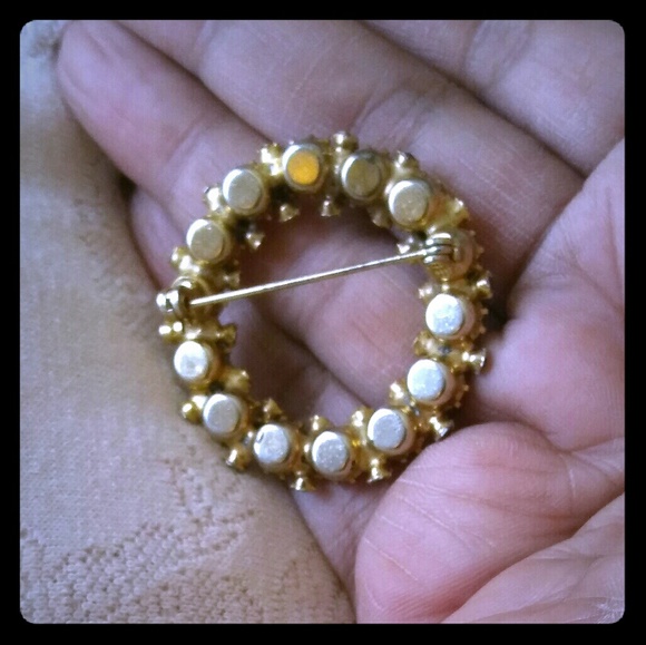 Jewelry | Vintage Art Deco Amber Rhinestone Wreath Brooch | Poshmark